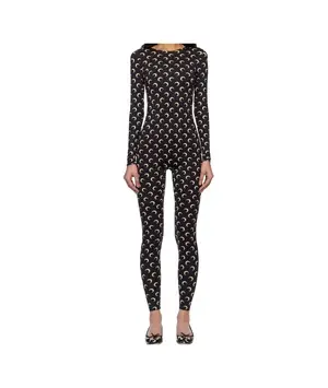 MARINE SERRE Crescent Moon Print Crewneck Jumpsuit - Black