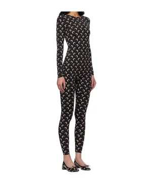MARINE SERRE Crescent Moon Print Crewneck Jumpsuit - Black