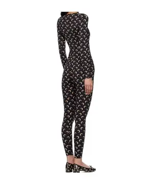 MARINE SERRE Crescent Moon Print Crewneck Jumpsuit - Black
