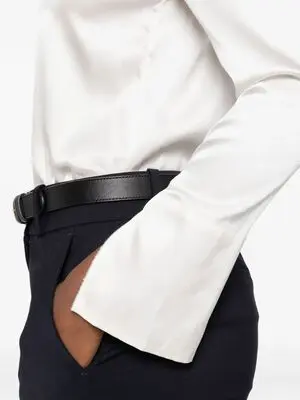 Peserico Long Sleeve Satin Shirt - White