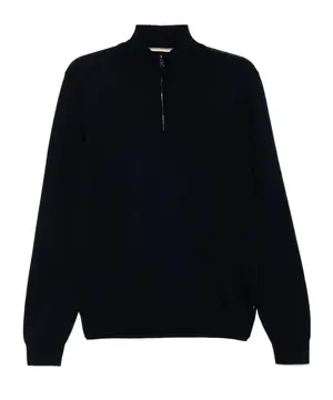 Hugo Boss Ebenji Half-zip Ribbed Knit Sweater