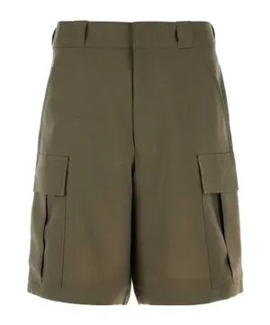 Prada Triangle Patch Cargo Shorts - Army Green