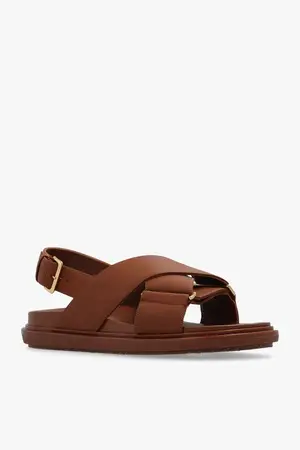 Marni Logo Embossed Buckled Sandals - Brown