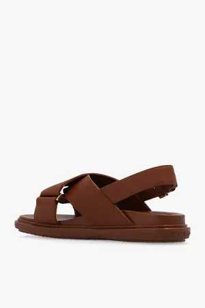 Marni Logo Embossed Buckled Sandals - Brown