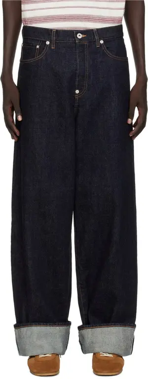 Kenzo Turn Up Wide Fit Jeans In Japanese Denim