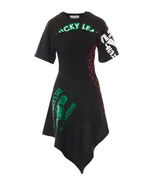 MARINE SERRE Asymmetrical Graphic T-shirt Dress