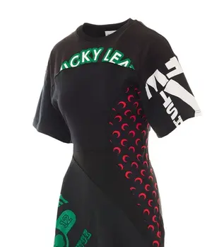 MARINE SERRE Asymmetrical Graphic T-shirt Dress