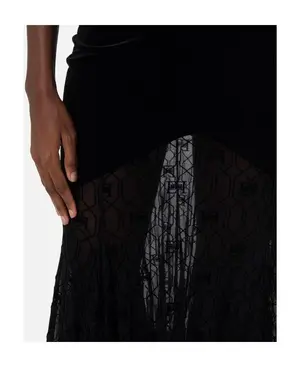 Elisabetta Franchi Sheer Tulle Maxi Dress