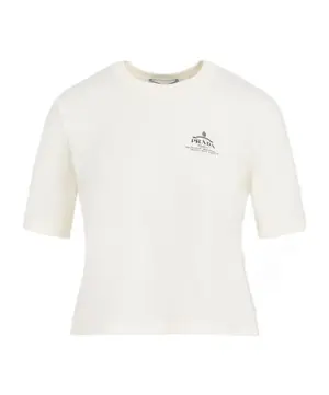 Prada Short Sleeve Crewneck T-shirt With Logo Detail