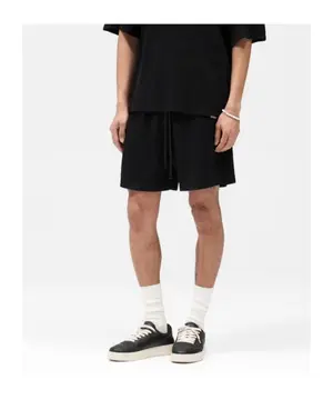 REPRESENT Waffle Shorts With Tonal Embroidered Logo - Black