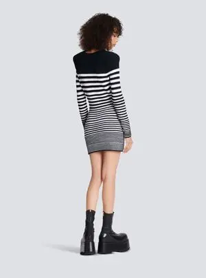 Balmain Striped Button-detailed Mini Dress