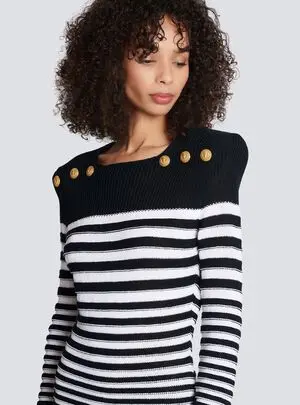 Balmain Striped Button-detailed Mini Dress