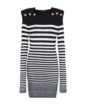 Balmain Balmain Striped Button-Detailed Mini Dress No