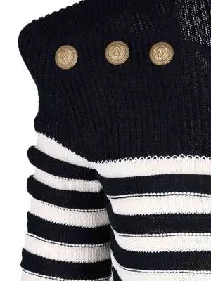 Balmain Striped Button-detailed Mini Dress - No