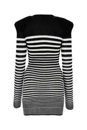 Balmain Striped Button-detailed Mini Dress - No