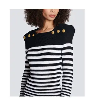 Balmain Striped Button-detailed Mini Dress - No