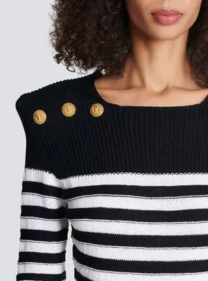 Balmain Striped Button-detailed Mini Dress - No