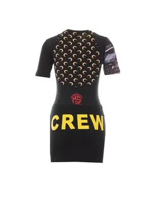 MARINE SERRE Graphic Panel Mini Dress - Black