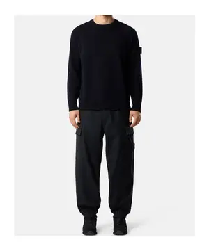 Stone Island Logo Patch Crewneck Jumper - Navy Blue
