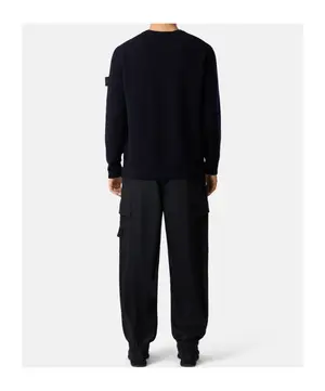 Stone Island Logo Patch Crewneck Jumper - Navy Blue