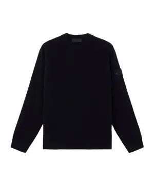 Stone Island Logo Patch Crewneck Jumper - Navy