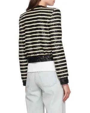 Balmain Striped Sequinned Cropped Jacket