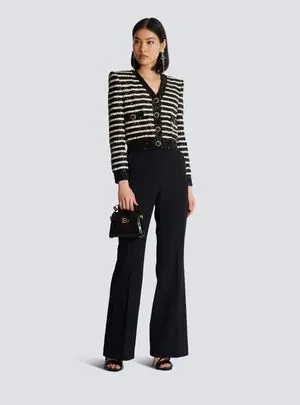 Balmain Striped Sequinned Cropped Jacket