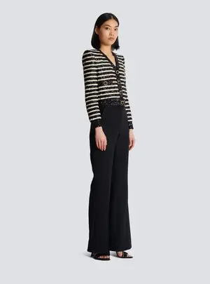 Balmain Striped Sequinned Cropped Jacket