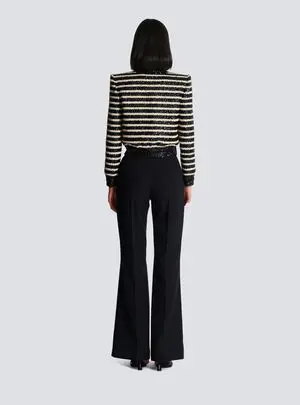 Balmain Striped Sequinned Cropped Jacket
