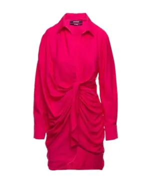 Jacquemus Bahia Twisted Shirt Dress - Red