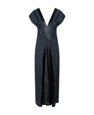 Bottega Veneta Sleeveless V-neck Maxi Dress With Pleated Details