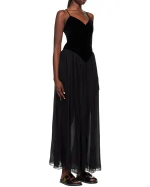 Chloé Velvet And Chiffon Maxi Dress