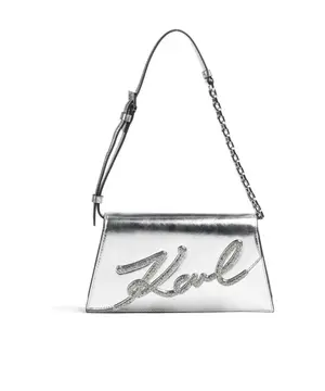 Karl Lagerfeld Logo Shoulder Bag - Silver