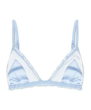 Dolce & Gabbana Dolce Gabbana Lace Detailed Satin Triangle Bra - Blue