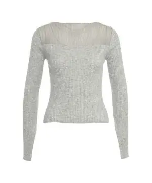 Pinko Long-sleeved Ribbed Jumper - Gray