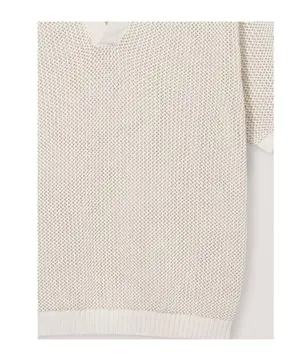 DUNST Open-knit Polo-collar T-shirt - Ivory