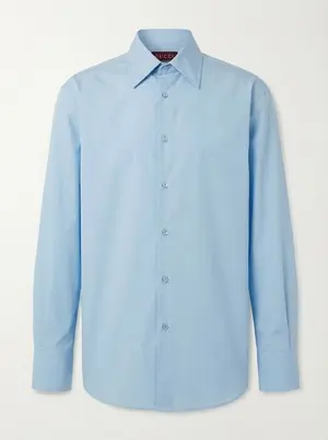 Gucci Embossed Long-sleeve Poplin Shirt - Light Blue