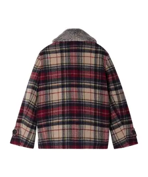 Bonpoint Gigliola Checked Tweed Coat With Removable Faux Fur Collar