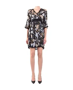 Ermanno Scervino Printed Lace Trimmed Mini Dress