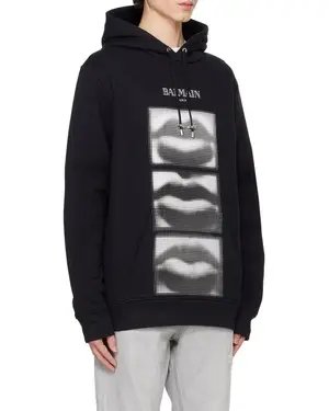 Balmain Hoodie With Vintage Logo And Lip Print