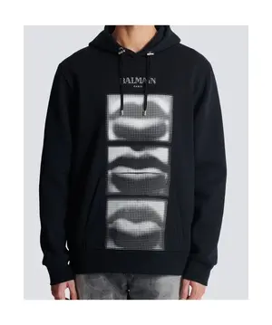 Balmain Hoodie With Vintage Logo And Lip Print