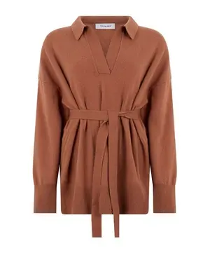 YVES SALOMON Belted Polo Knitted Sweater - No