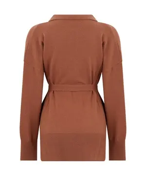 YVES SALOMON Belted Polo Knitted Sweater