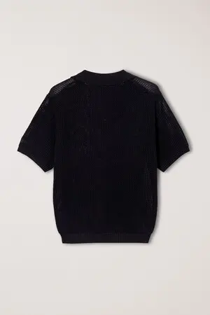 DUNST Short-sleeved Knit Polo Shirt - Black