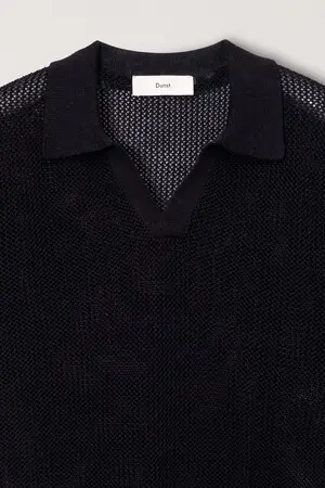 DUNST Short-sleeved Knit Polo Shirt - Black
