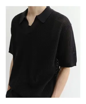 DUNST Short-sleeved Knit Polo Shirt - Black
