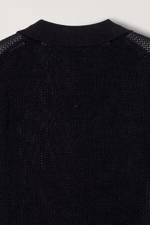 DUNST Short-sleeved Knit Polo Shirt - Black
