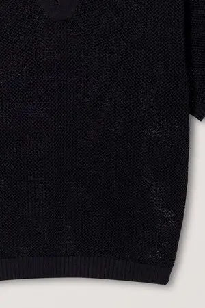 DUNST Short-sleeved Knit Polo Shirt - Black