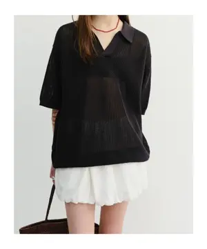 DUNST Short-sleeved Knit Polo Shirt - Black