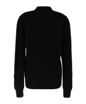 Play Comme Des Garcon Long-sleeved Knitted Cardigan With Logo Patch - Black